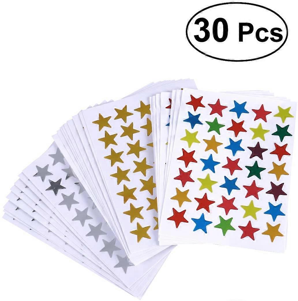 30 Sheets Star Sticker Set Kids Self Adhesive Stickers Stars compatible ...