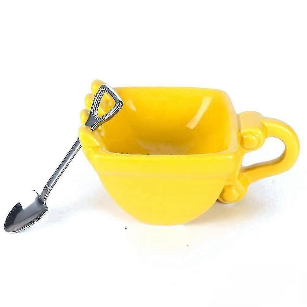 3d Yellow Excavator Bucket Model Cafe Coffee Mug With Spade Shovel Spoon Funny Digger Ashtray ...