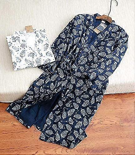 Men's Kimono Robes Cotton Dressing Gown Khan Steamed Clothing Bathrobes Long Sleeve Sleepwear ...