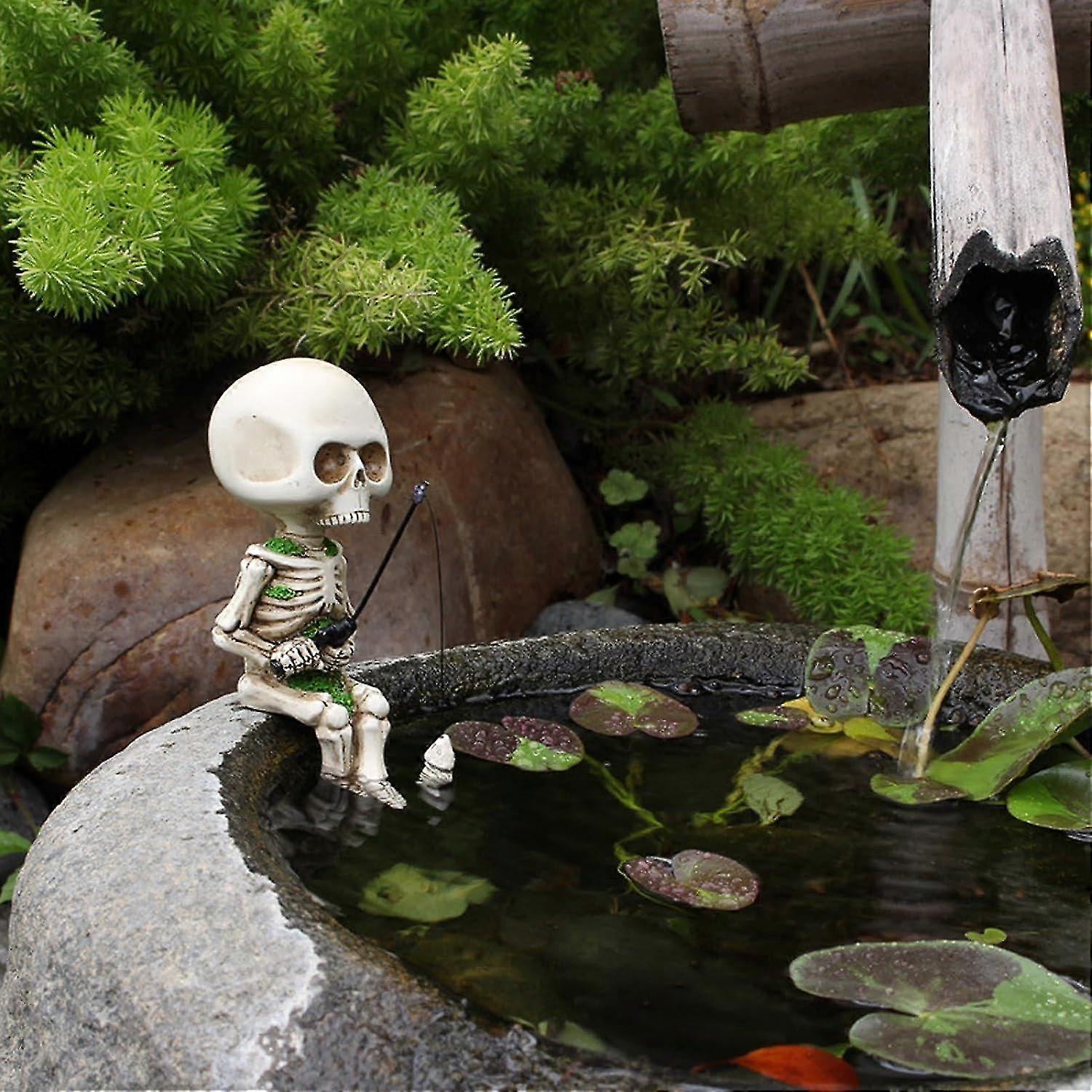 Fishing Skeleton Garden Accessory,halloween Mini Skeleton Figures ...