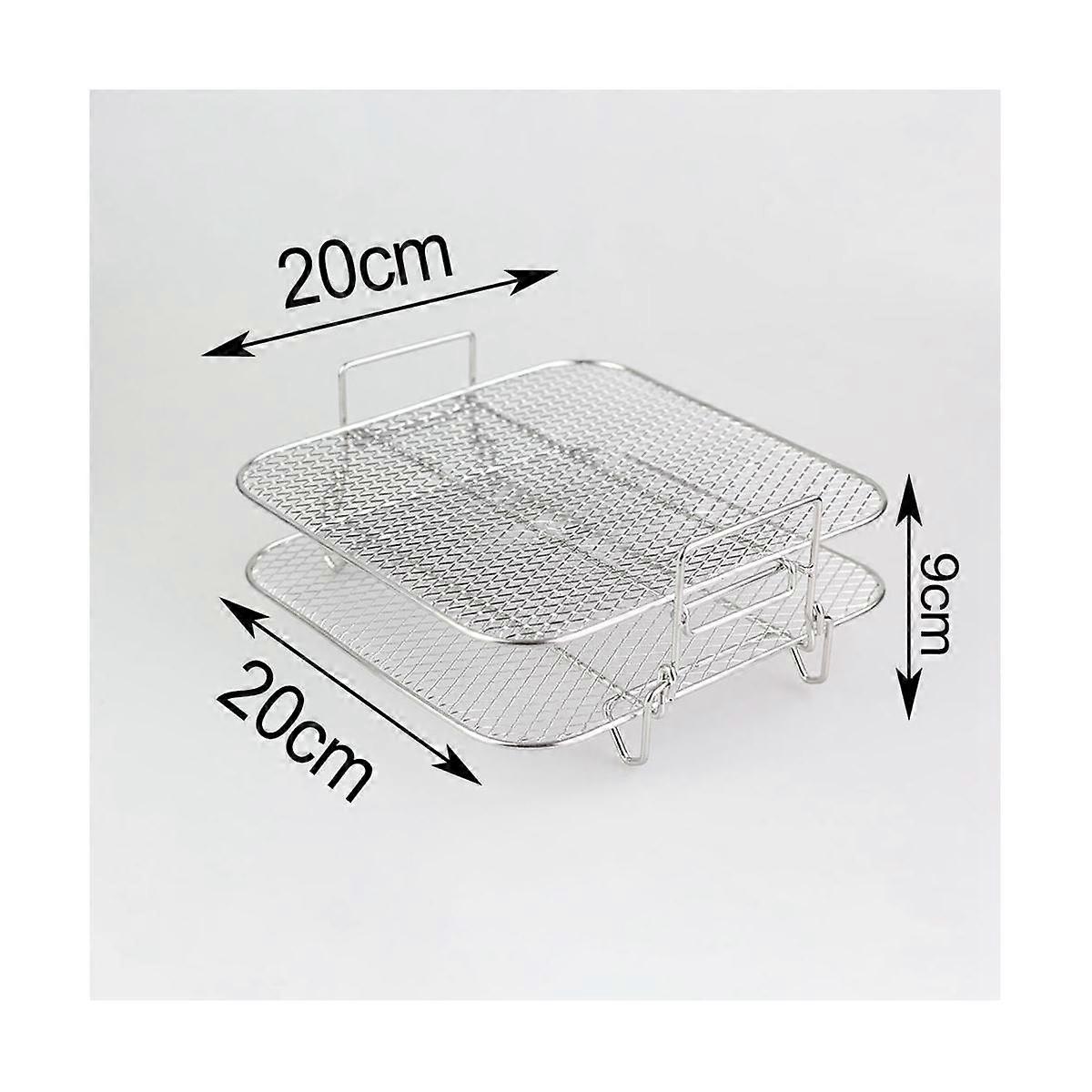 2-Layers Air Fryer Rack Stackable Grid Grilling Rack Stainless Steel ...