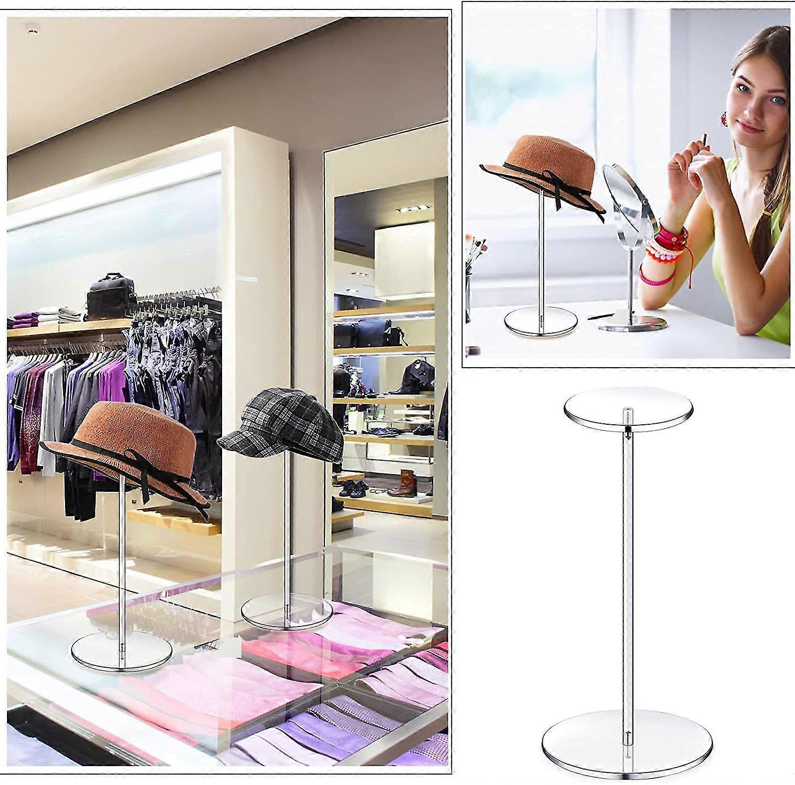 Acrylic Pedestal Display Riser Stands Cap Hat Rack Tabletop Wig Display ...