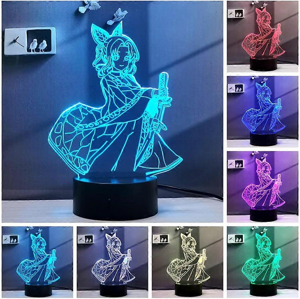 Kochou Shinobu 3D Illusion LED Anime Lamp Demon Slayer Neon Night Light ...