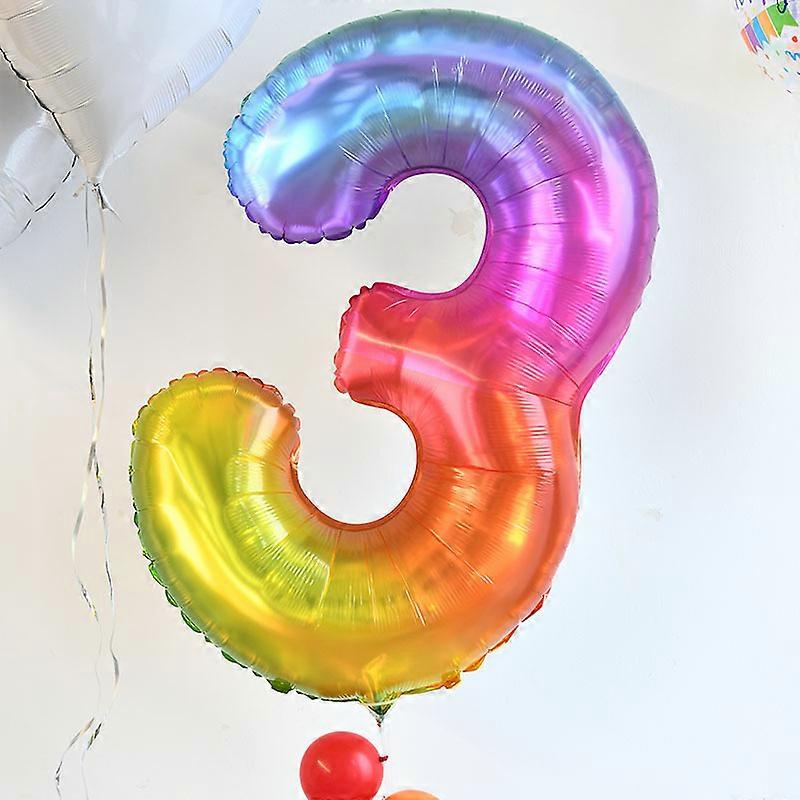 3rd Birthday Balloons Colorful - Large Number 3 Balloon Number 3 ...
