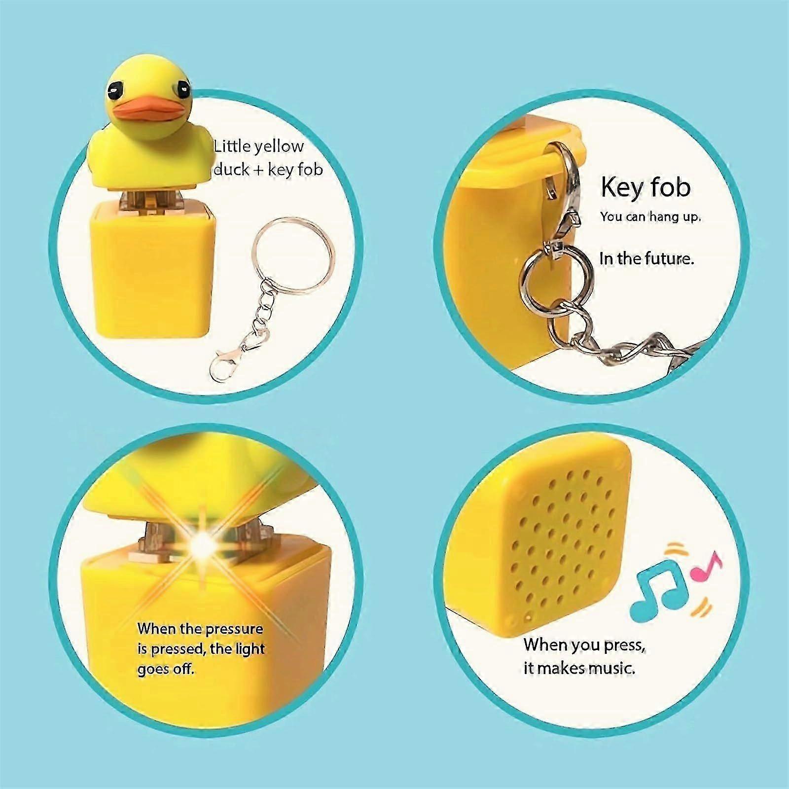 Quacking Duck Keychain with Colorful Lights, Fun Portable Stress Anxiety Relief Fidget Toy ...