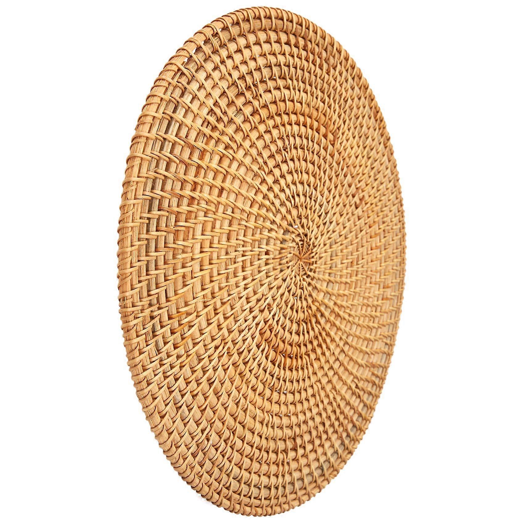 Handwoven Rattan Placemats,Round Wicker Table Mats, Natural Woven ...