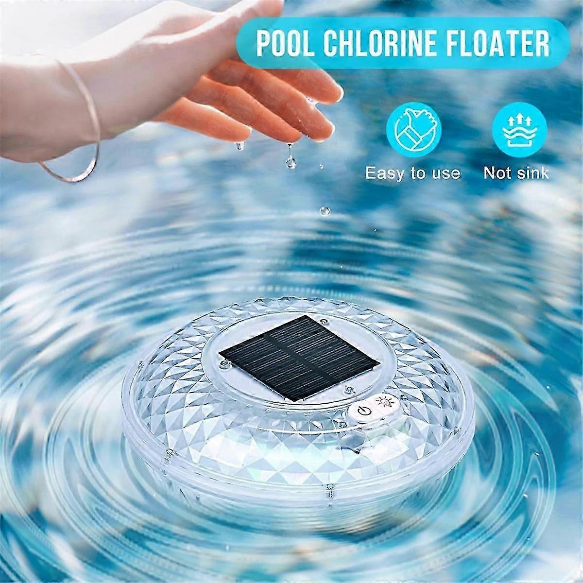 Solar-Powered Chlorine Floater with Colorful Lights, Pool Chlorine ...