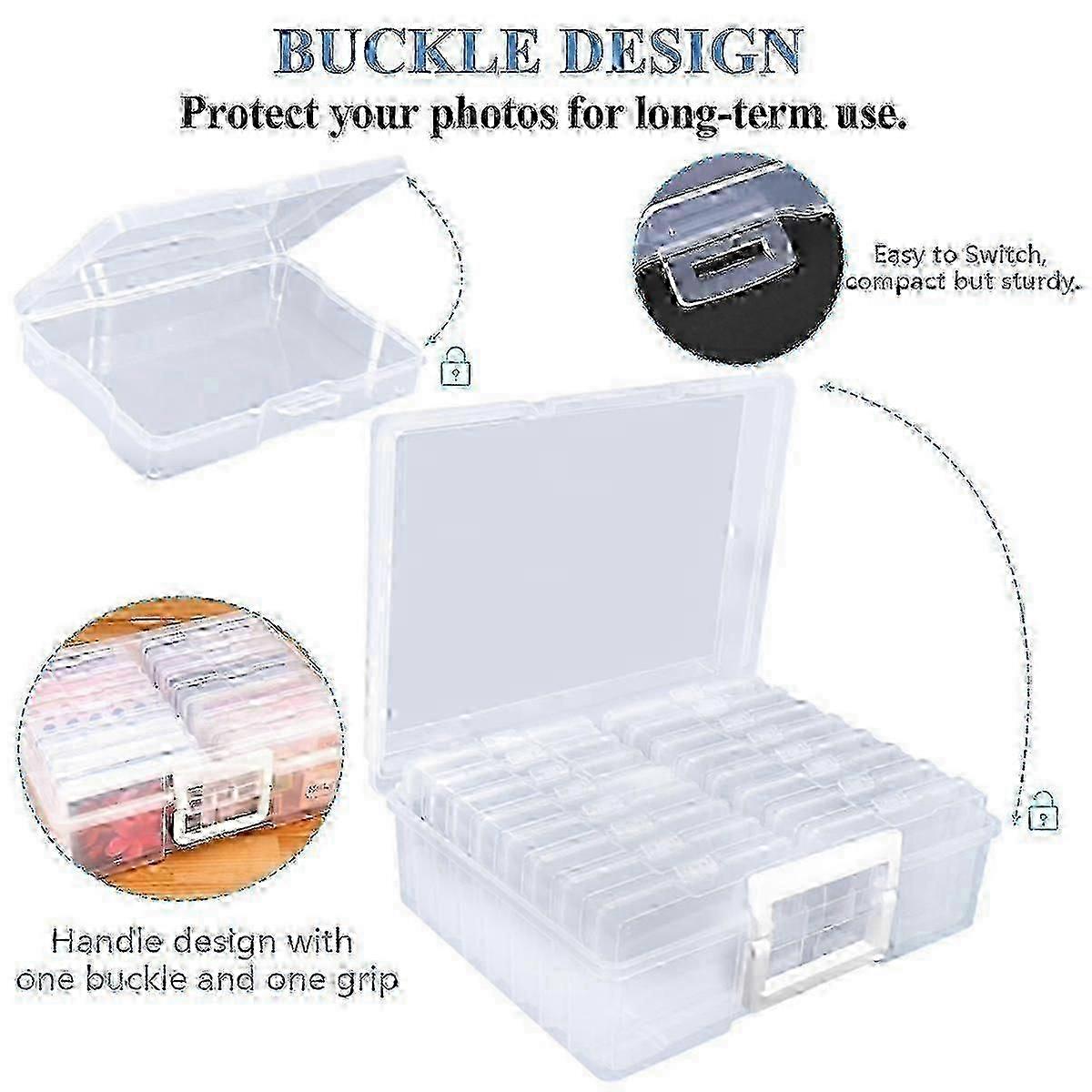 Portable Photo Storage Box with 16 Compartments for Organizing Photos ...