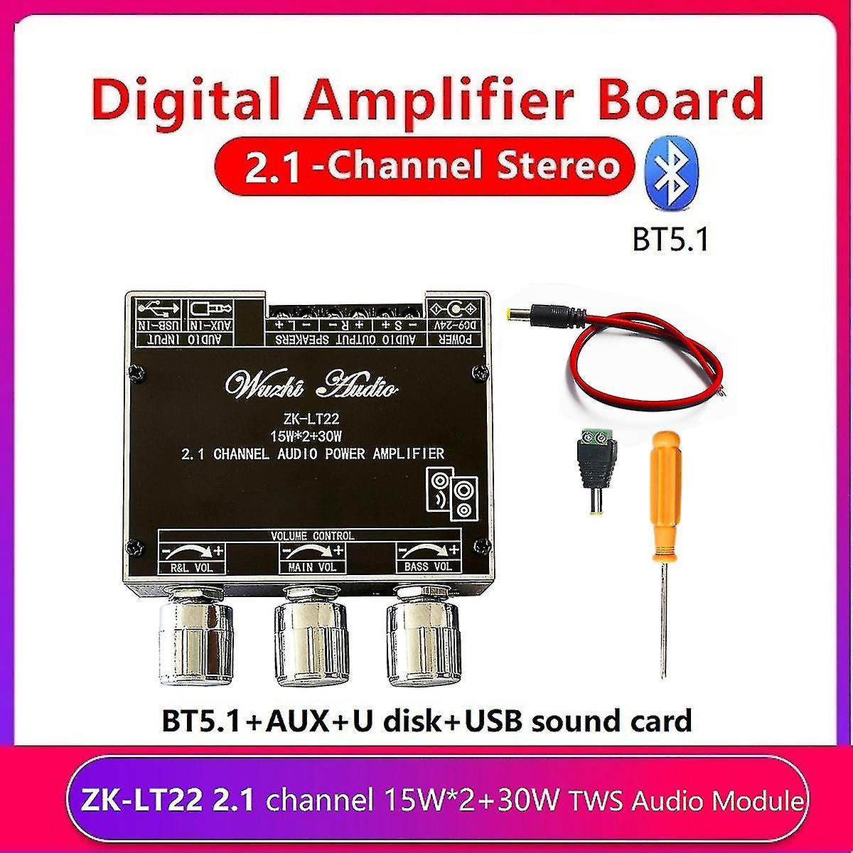 2.1 Channel -lt22 Bluetooth Amplifier Board With Shell+dc Cable 15wx2 ...