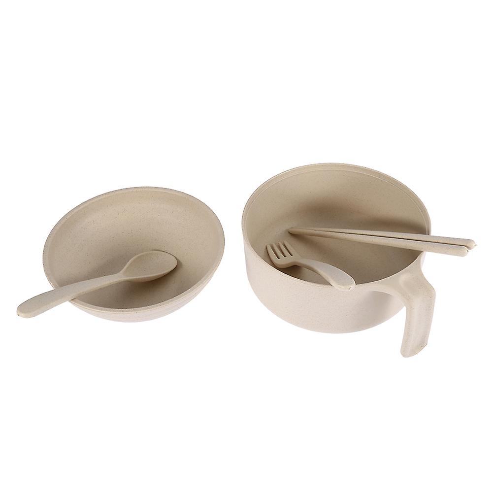 Wheat Straw Pot Set with Chopsticks Fork Spoon Bowl Tableware for ...