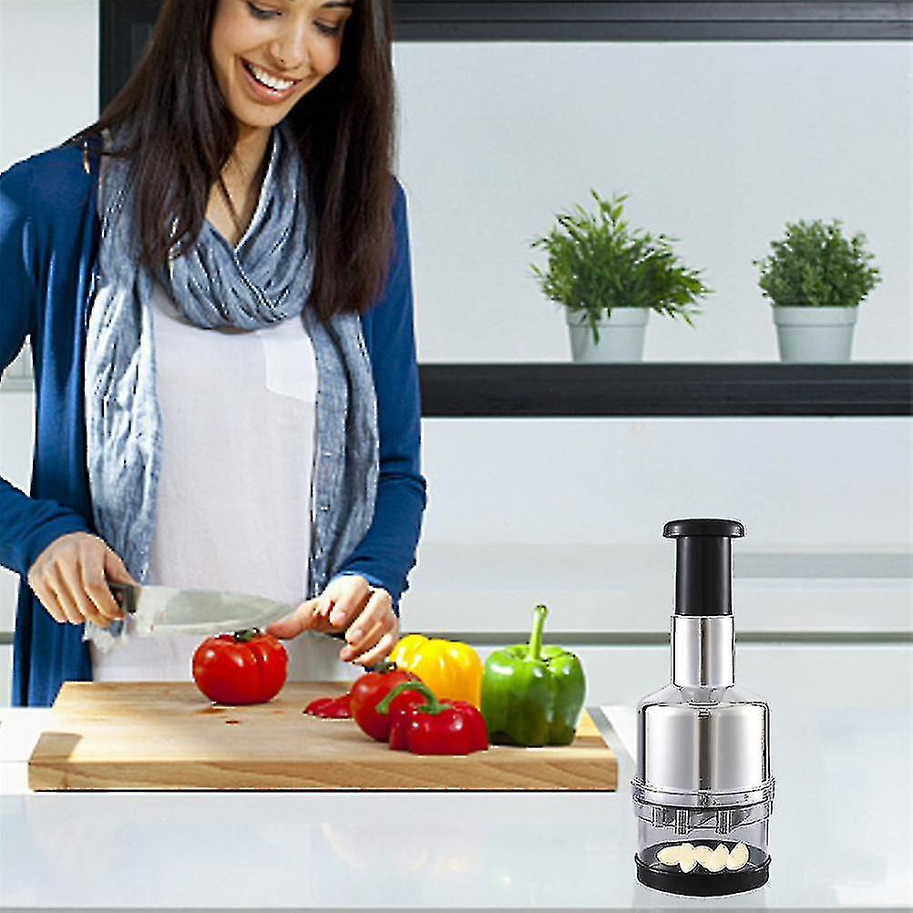 Stainless Steel Manual Garlic Crusher Press - Kitchen Gadget for Onions ...