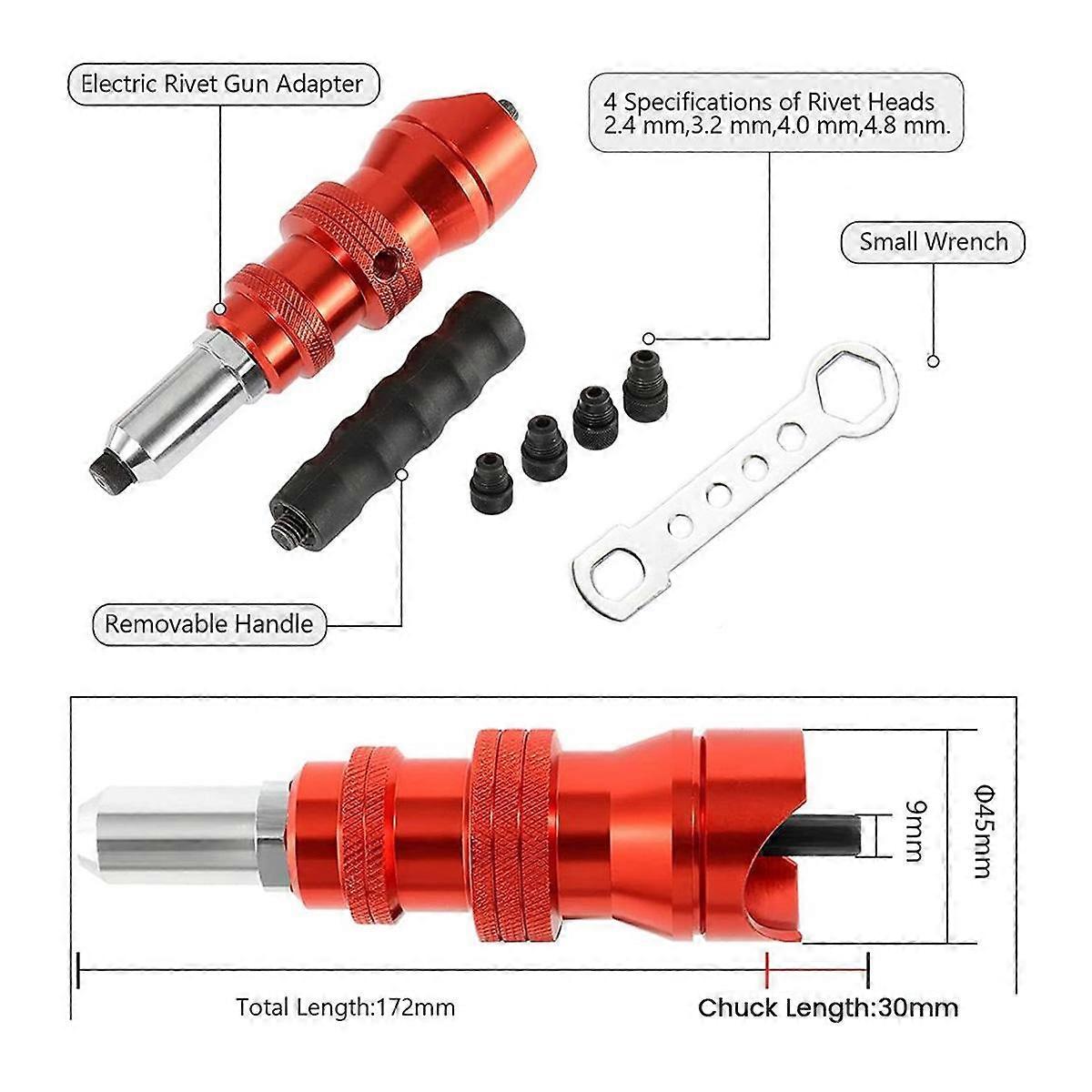 Electric Rivet Adapter 2.4mm-4.8mm Rivet Nut Adapter Drill Adapter ...