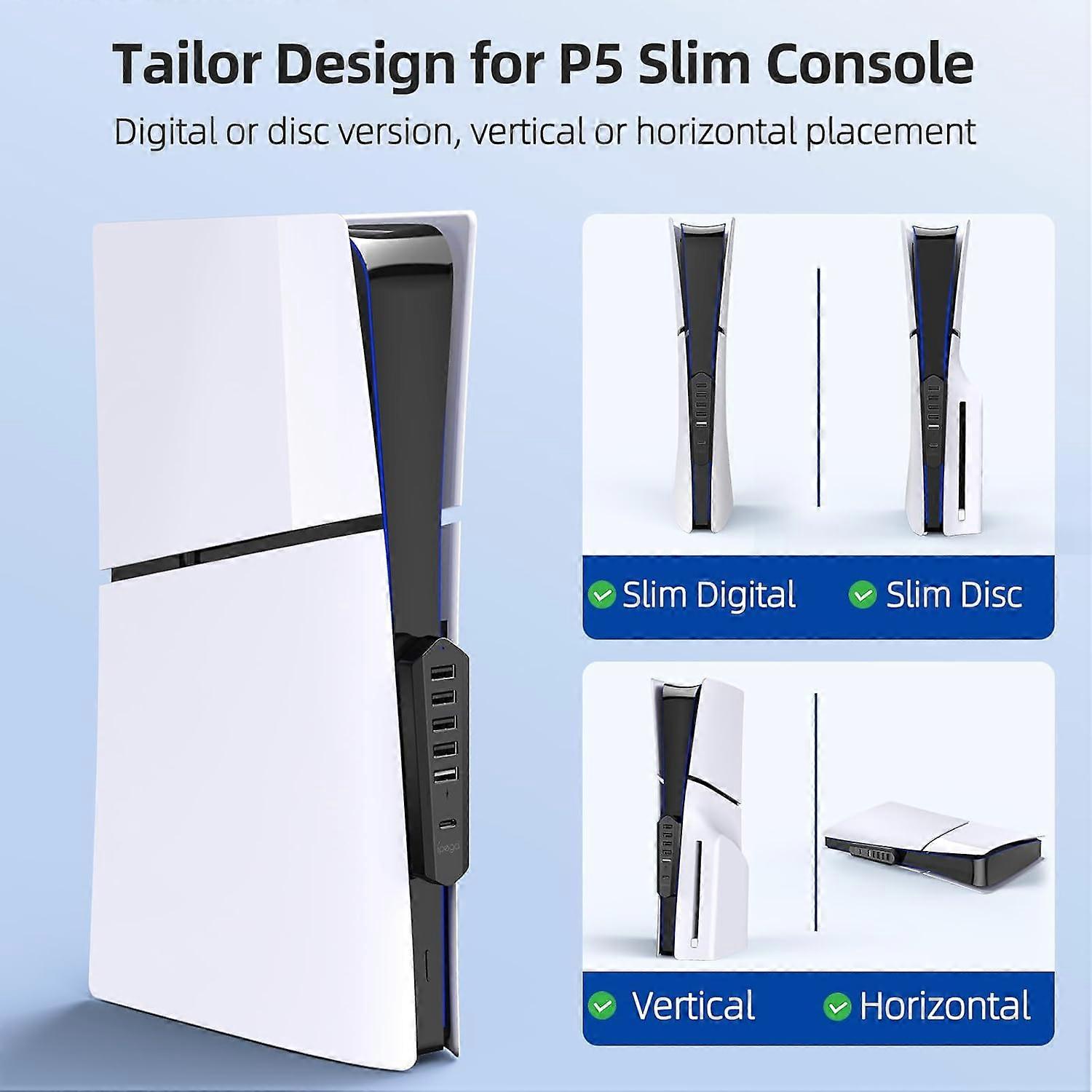 6 Ports USB Hub for PS5 Slim Console Disc Digital 2023, High-Speed ...