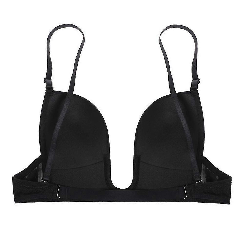 Women Lift Up Low Back Deep U Plunge Bra Cleavage Boosting Padded Bra ...
