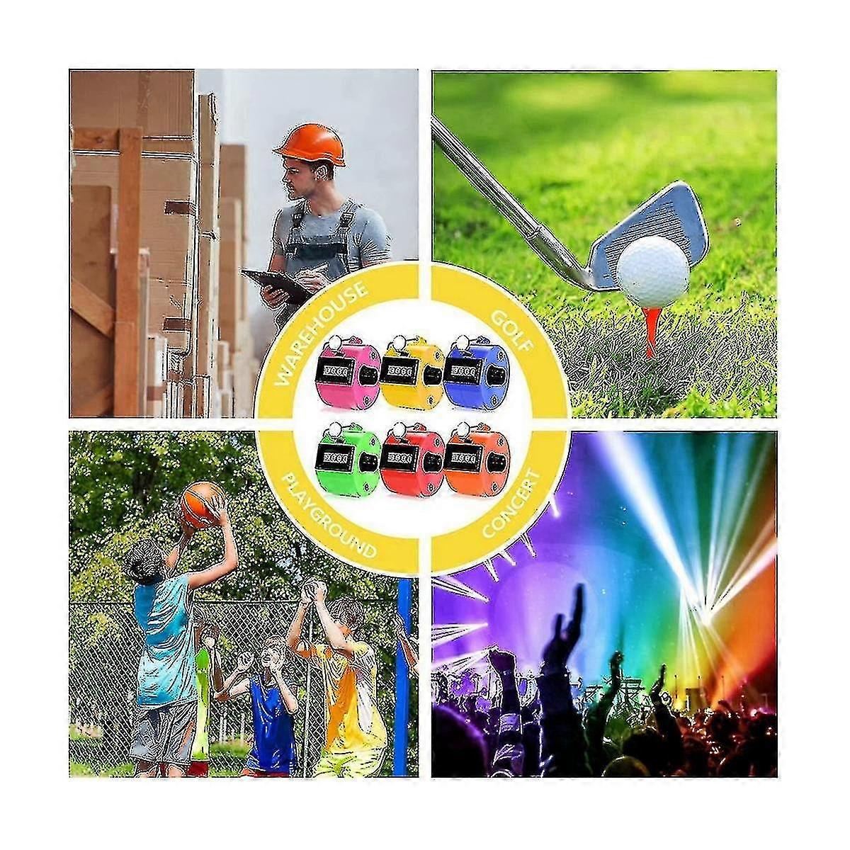 6 Pcs Hand Counter 4 Digit Mechanical Palm Click Counter Assorted Color ...