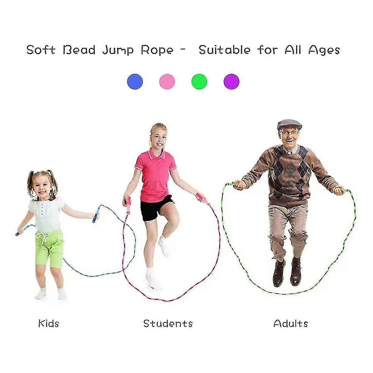 1pc Bamboo Jump Rope Kids-soft Beaded Skipping Rope Adjustable Non Slip ...