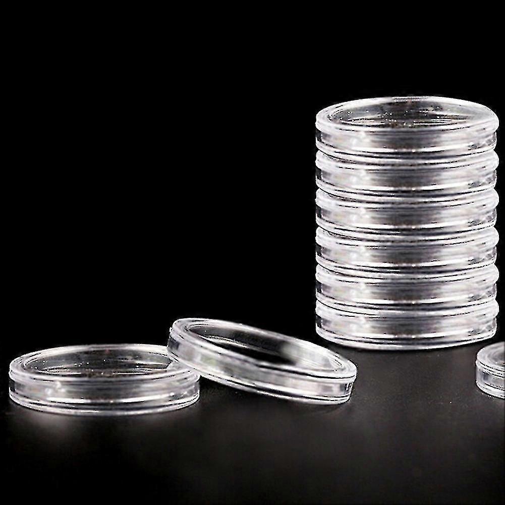 100pcs/box 30mm Round Coin Storage Holder Plastic Display Case ...