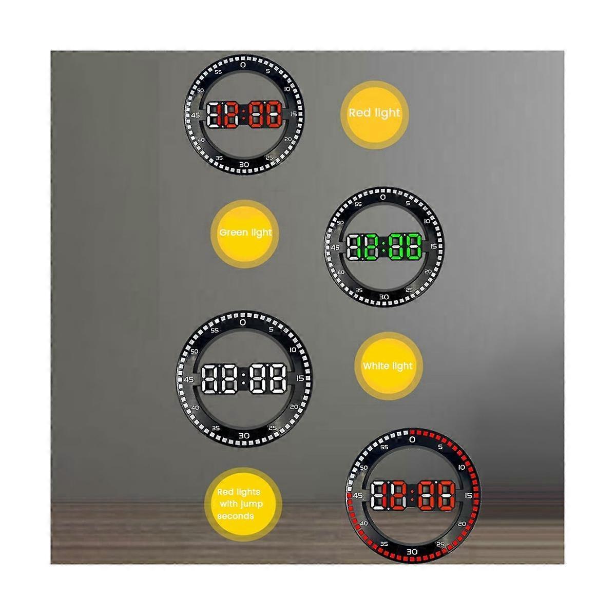 Living Room Wall Clock 3D LED Portable Wall Clock Electronic Clock ...