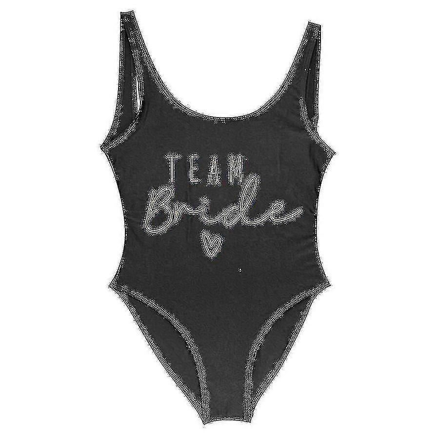 S3xl Gold Print Team Bride Onepiece Swimsuit Squad Women Swimwear ...