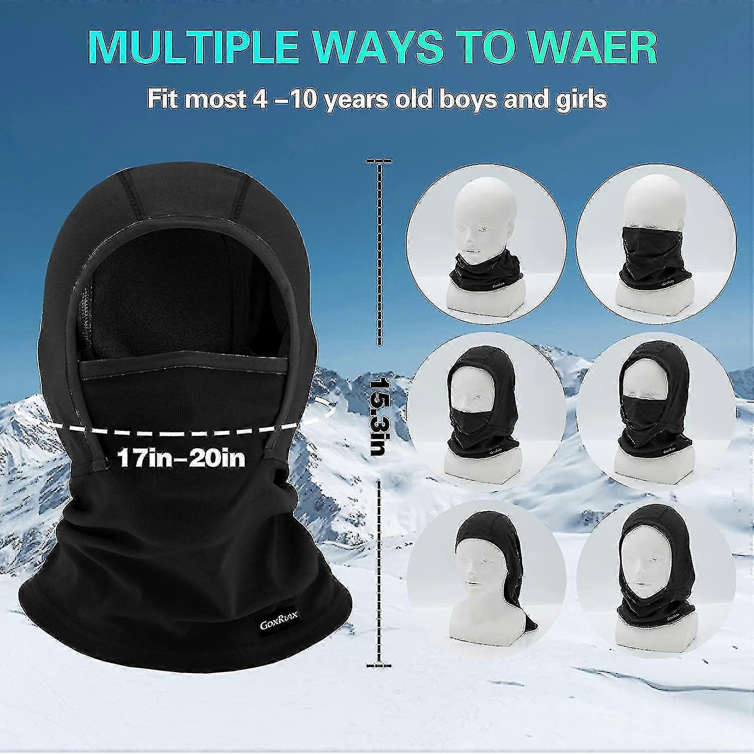 Kids Balaclava Ski Mask,fleece Face Mask Neck Warmer For Boys Girls ...