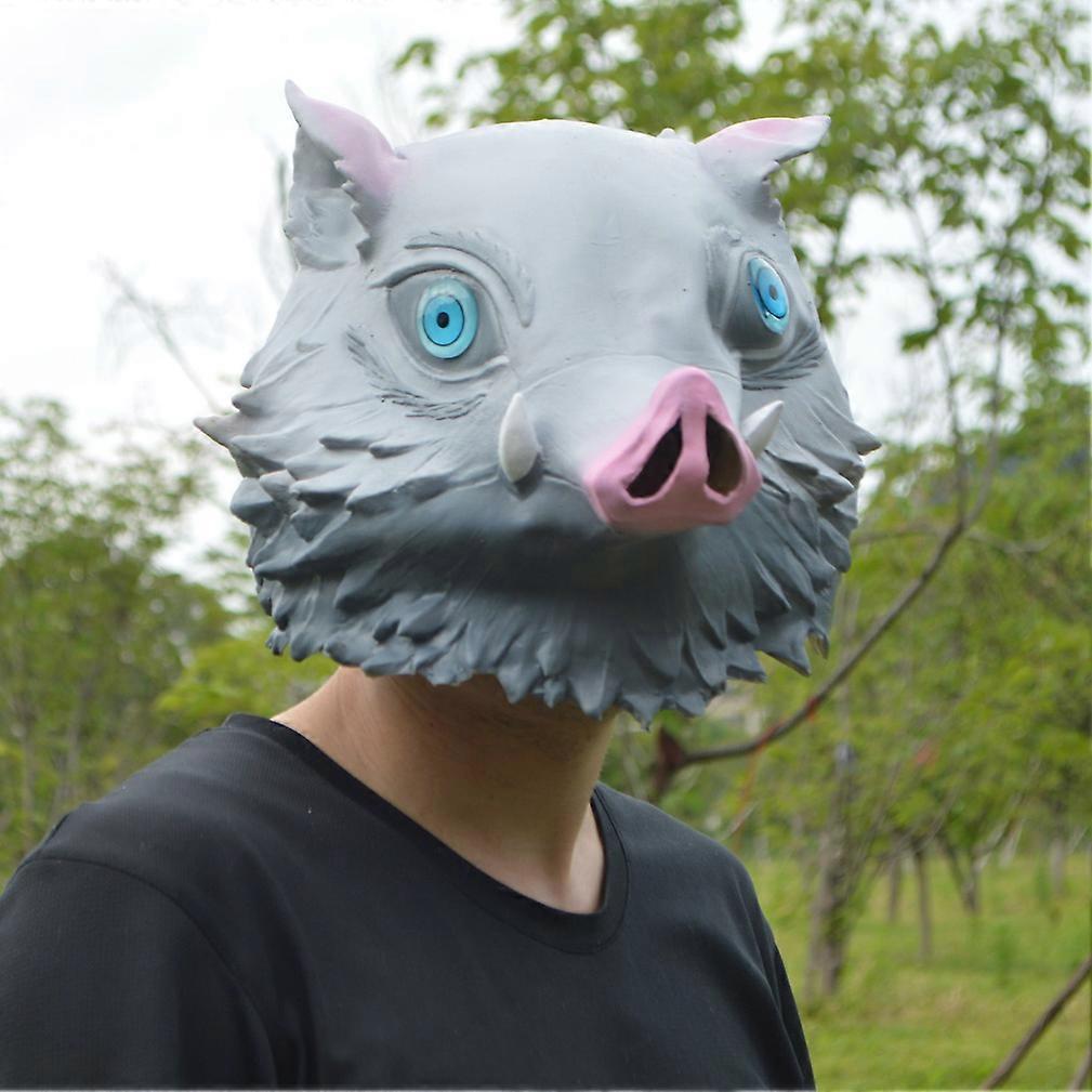 Cosplay Demon Slayer Hashibira Inosuke Mask Latex Full Face Mask ...