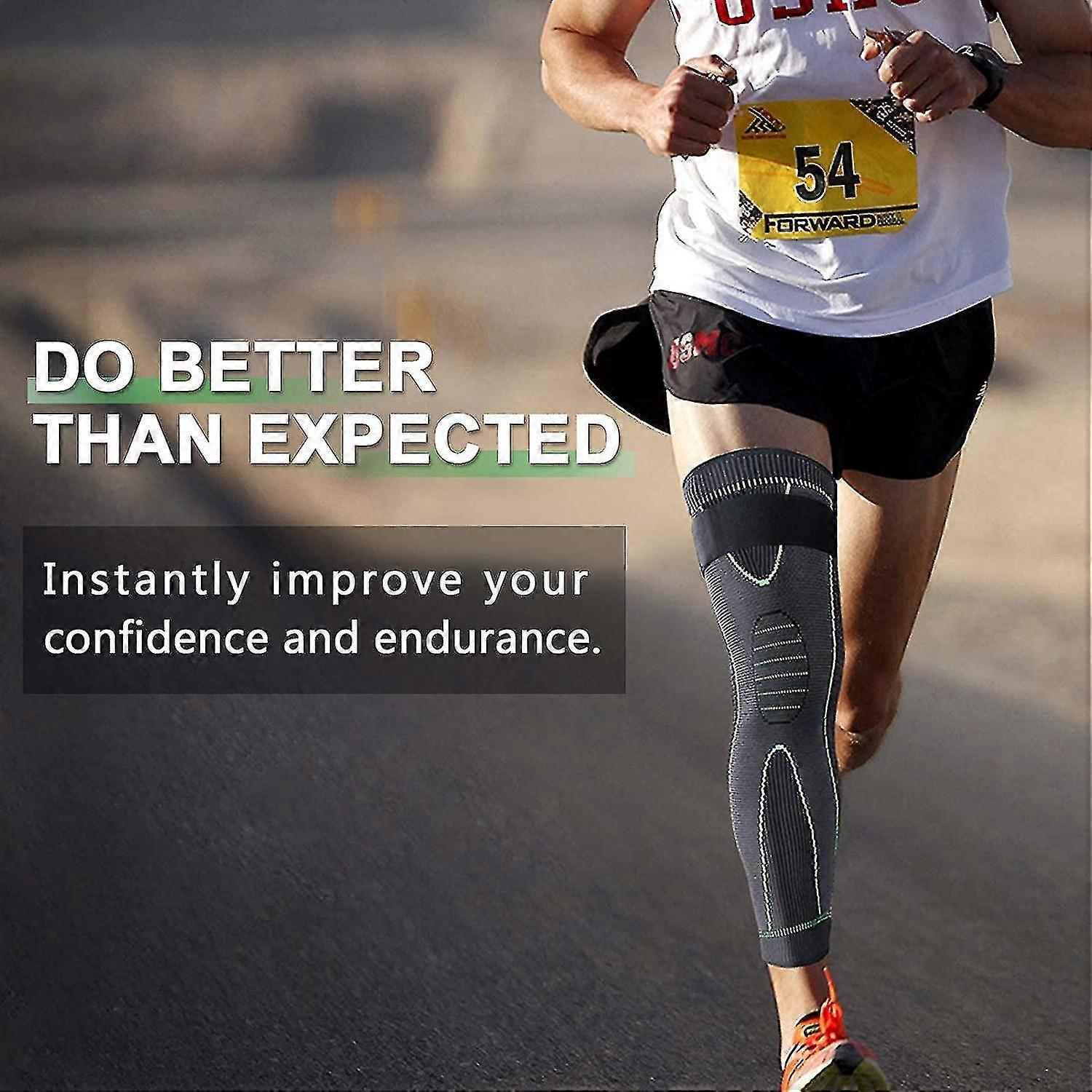 1 Pair Compression Leg Sleeves With Elastic Straps For Basketball ...