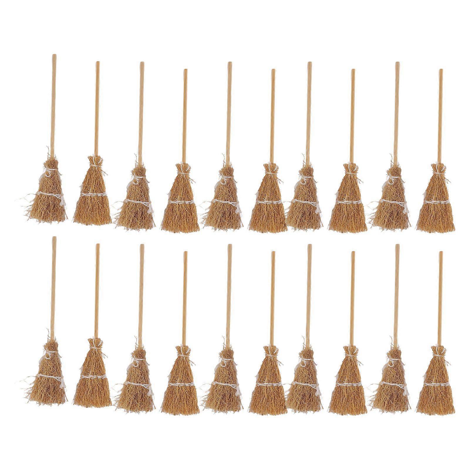 20pcs Mini Witch Broom White Rope Decoration DIY Mini Witch Miniature ...