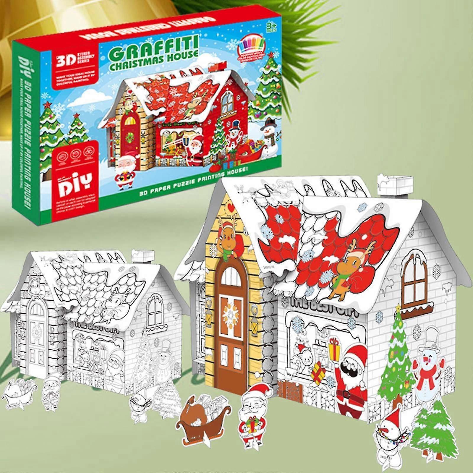 Diy Christmas Playhouse Easily Foldable For Storage Kids' Coloring ...
