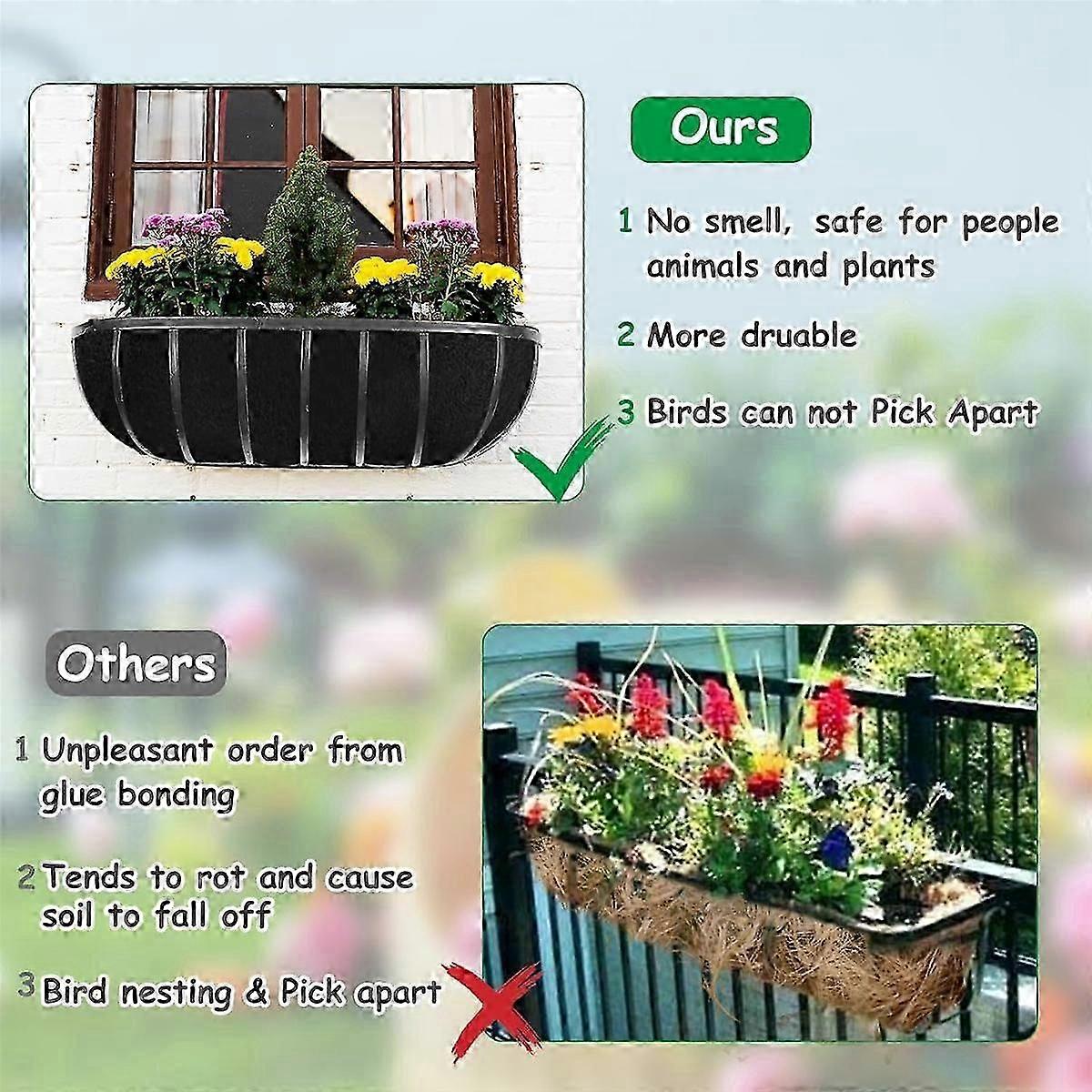 3PCS Felt Trough Planter Liners 30 Inch Fabric Window Box Liners Replacement Black Non-Woven ...