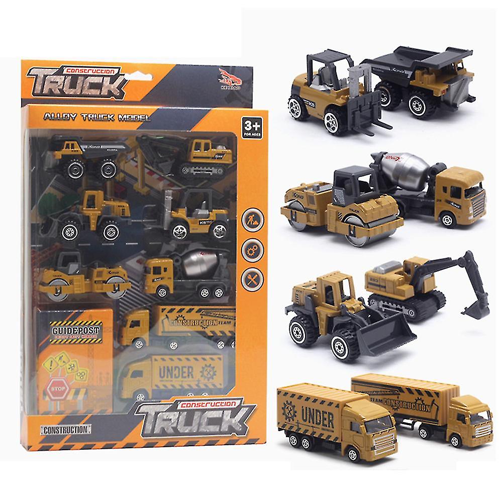 8pcs Mini Construction Truck Car Models Road Sign City Map Carpet Kids ...