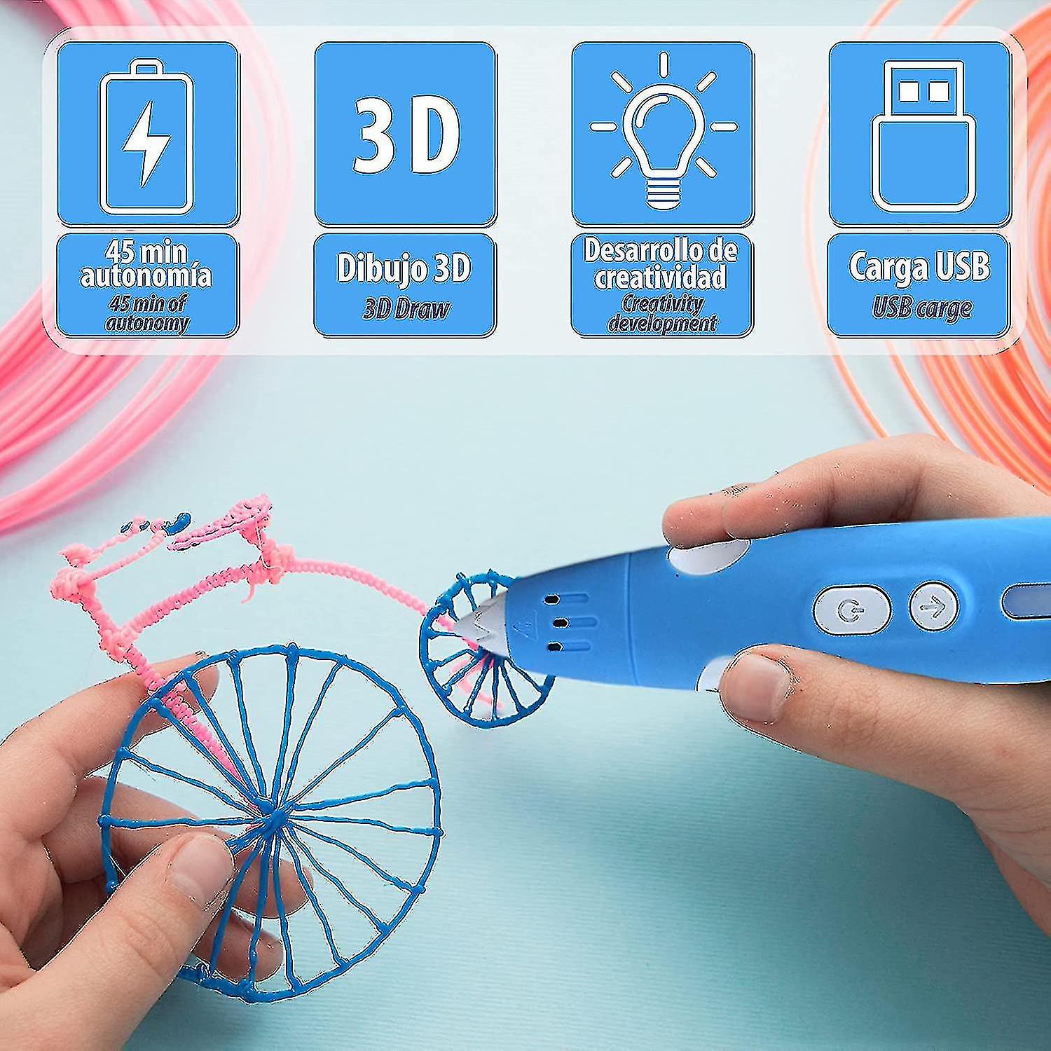 3d Pen For Boys And Girls With Pla Ment Printer | 2 Speeds Boy Girl With Recharable Includes 5 ...