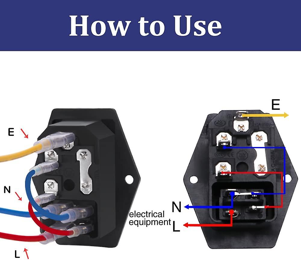 8 Pieces 220-250V / 10A IEC320 C14 Flush Mount Connector, IEC o Socket ...