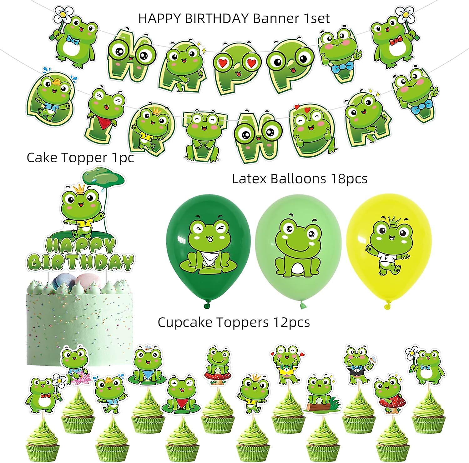 32pcs Frog Theme Birthday Party Supplies And Decorations Frog Happy ...