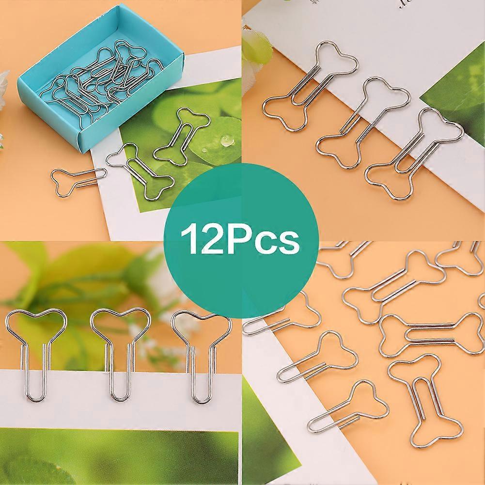 12 Pcs Creative Bone Shape Paper Clips Funny Bookmark Marking Document ...