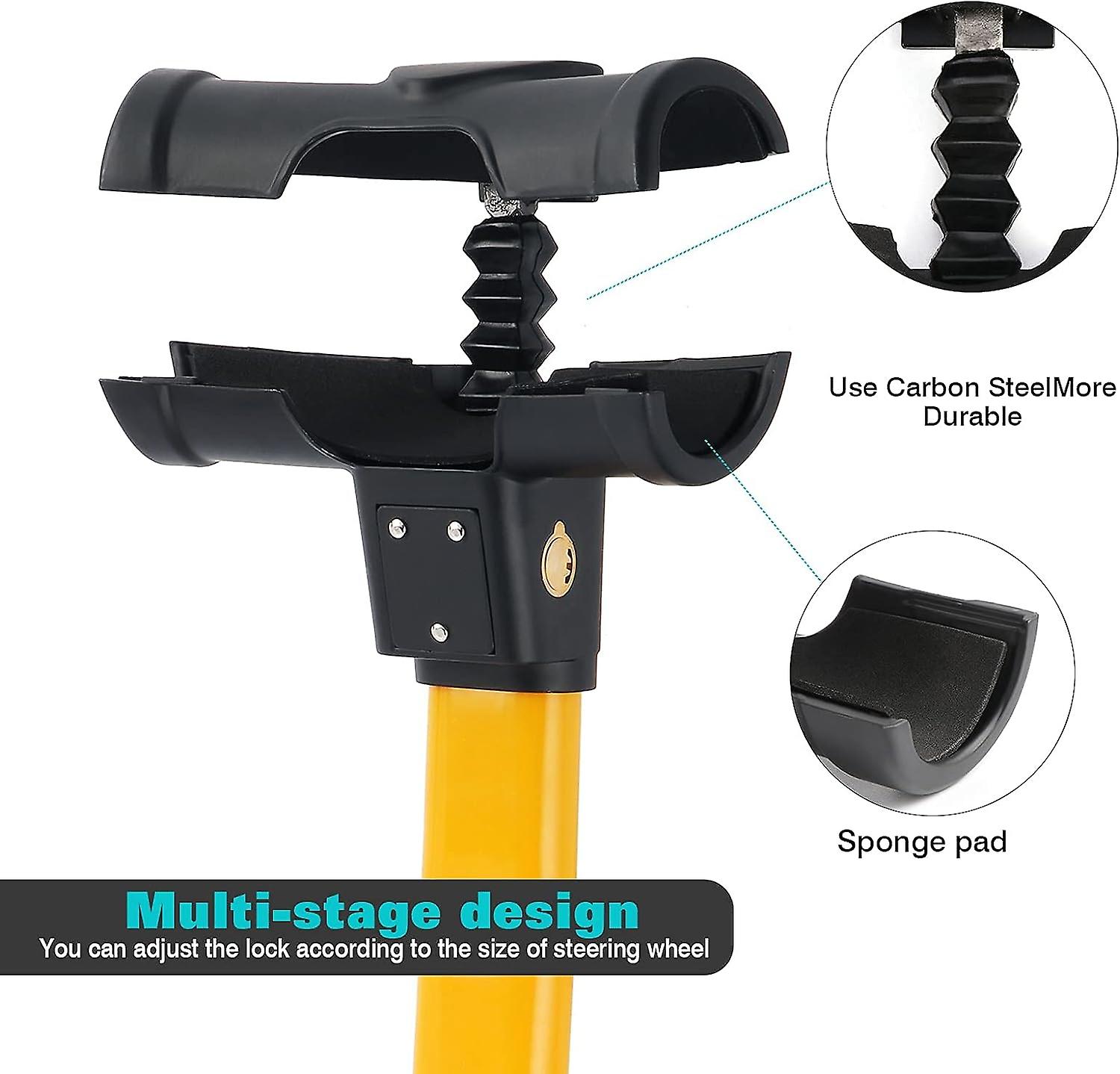 Retractable Car Steering Wheel Lock, Heavy Duty T-Bar, Universal ...