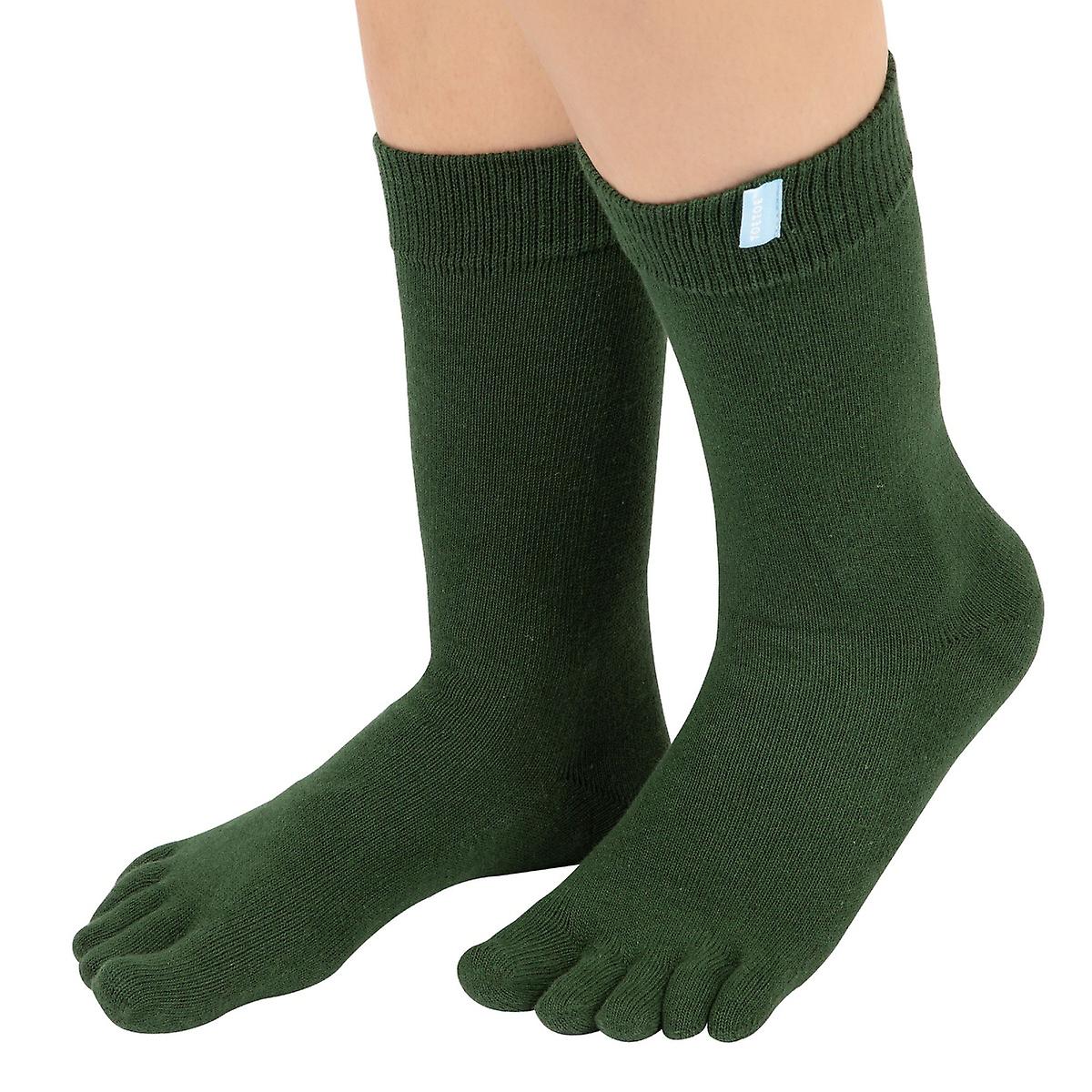 TOETOE Essential Everyday Unisex Mid-Calf Plain Cotton Toe Socks ...