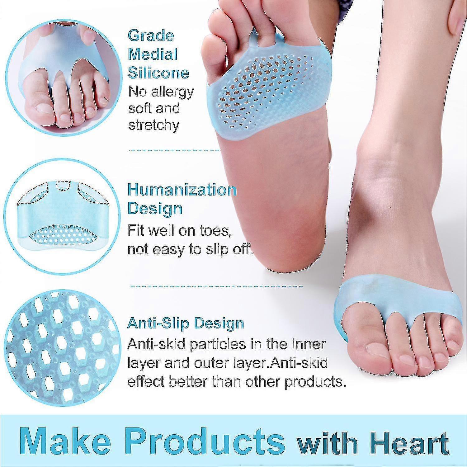 Women's And Men's Metatarsal Pads, 4 Pairs Of Spherical Foot Pads, For ...
