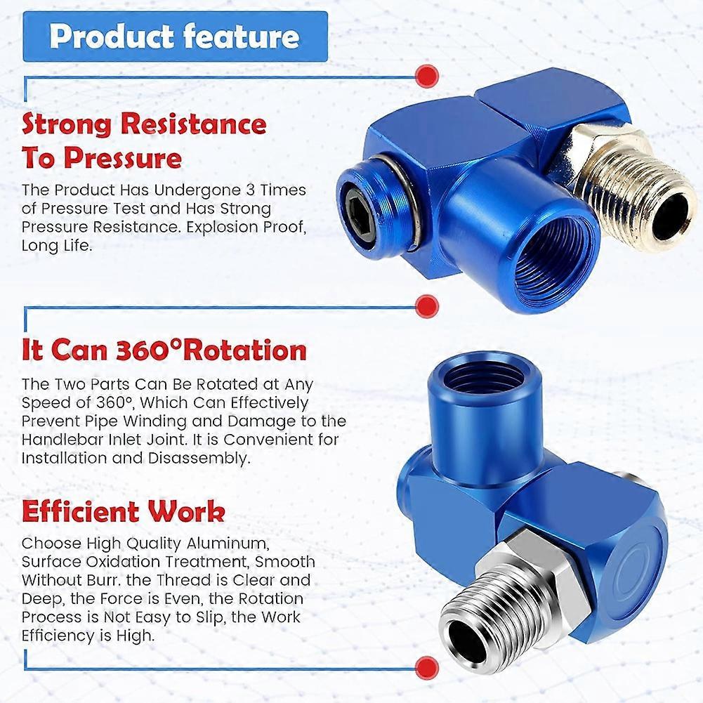 4Pcs Air Hose Connector,360 Degree Rotatable Air Hose Fitting Aluminum ...