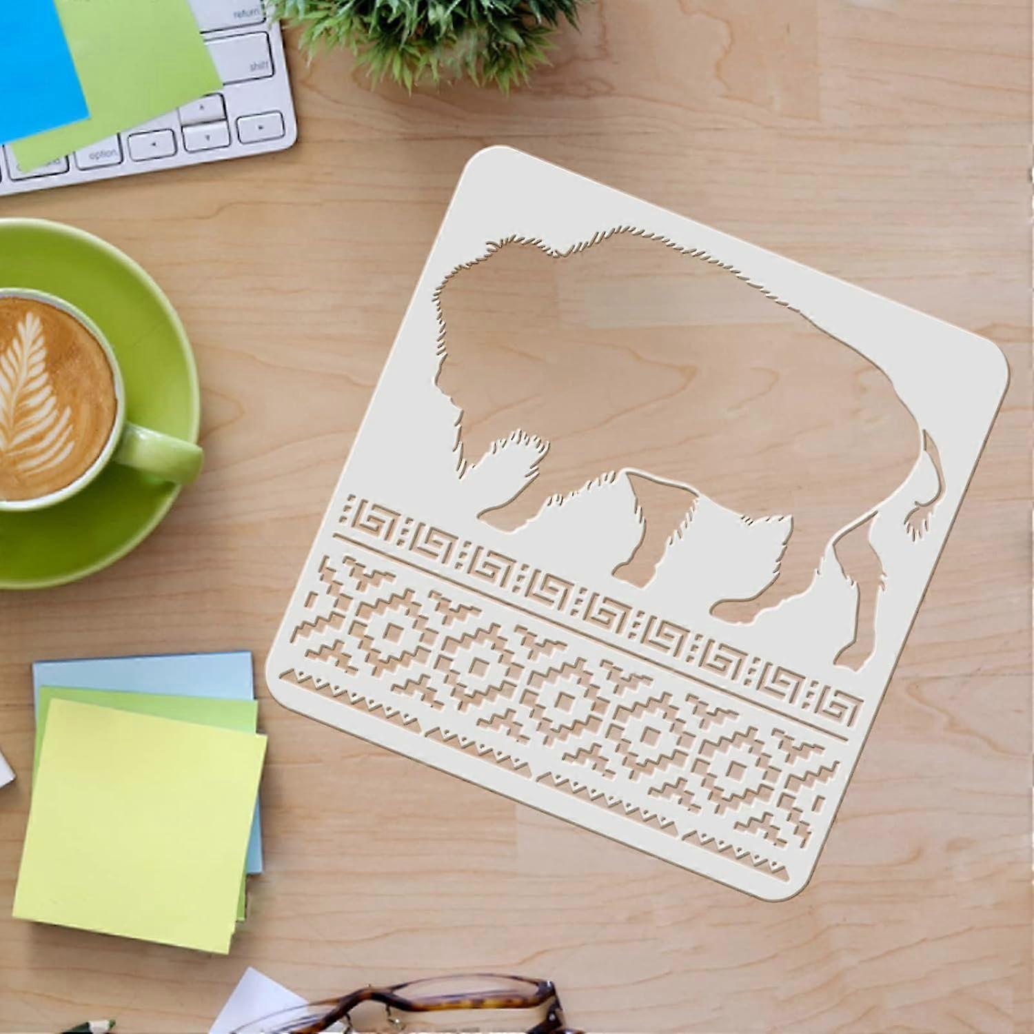 Layered Buffalo Stencils Template 11.8x11.8inch Plastic Aztec Buffalo ...