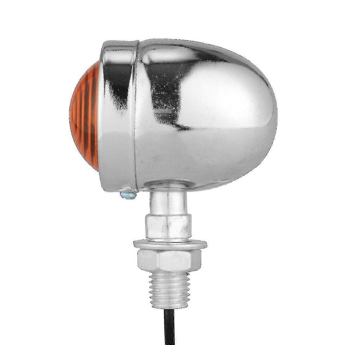 4x Vintage Motorcycle Turn Signals Amber Chrome Bullet For Harley ...