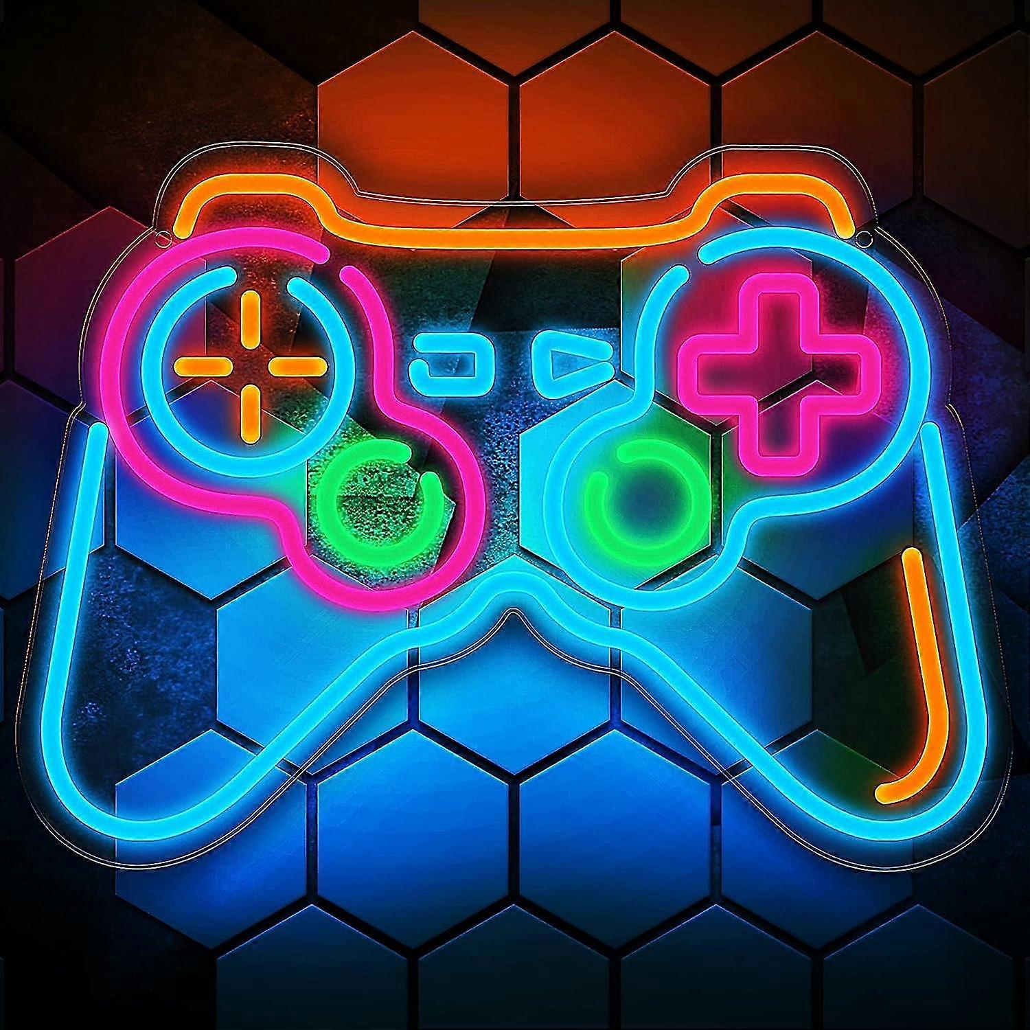 Gamer Neon Signs For Man Cave Wall Decor, Blue Gamepad Controller ...