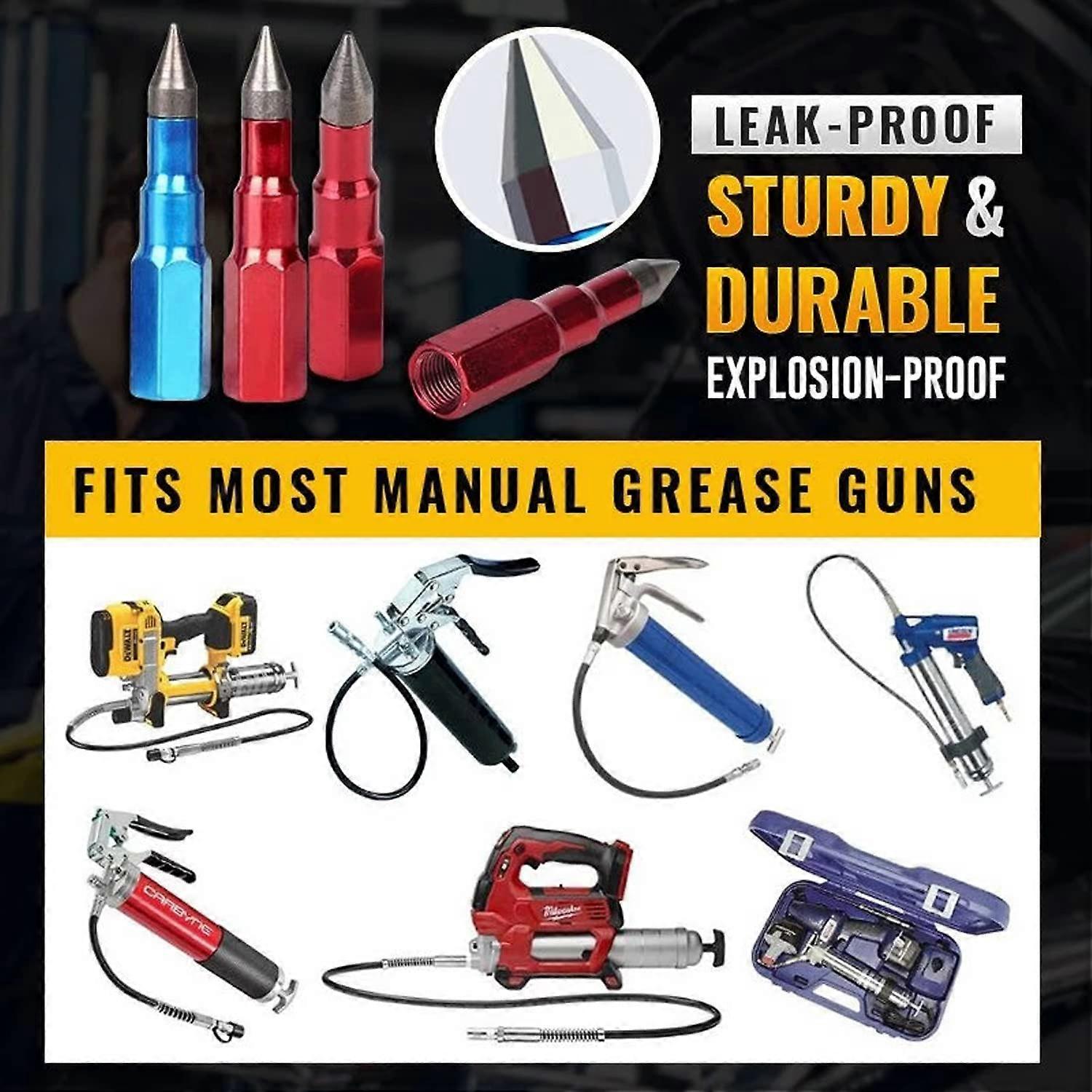 Heavy-Duty Grease Gun Pointed Mouth,Anti-Clogging Steel Needle Nose ...