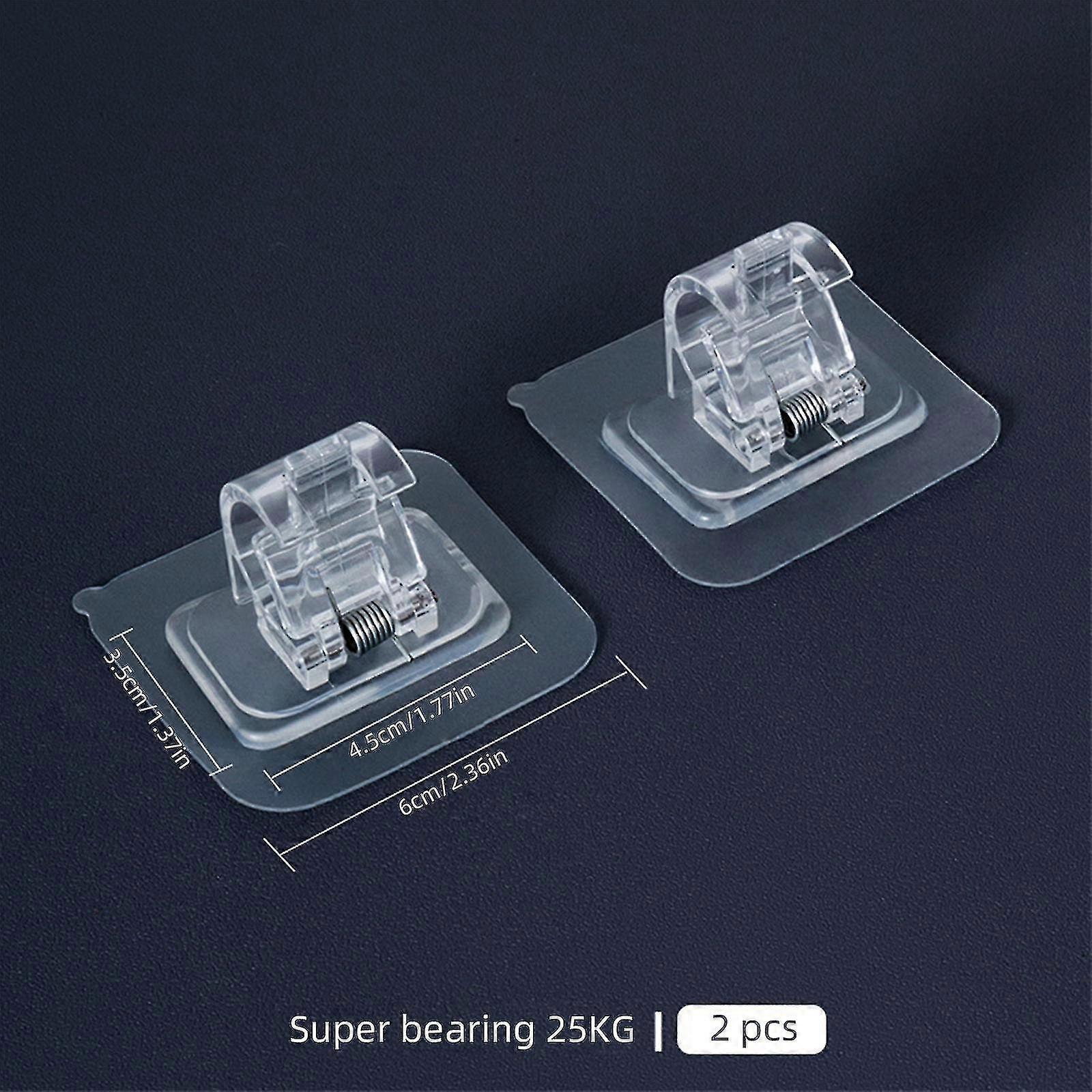 Self Adhesive Hanging Pole Holder Curtain Rod Brackets Towel Rack Clear ...