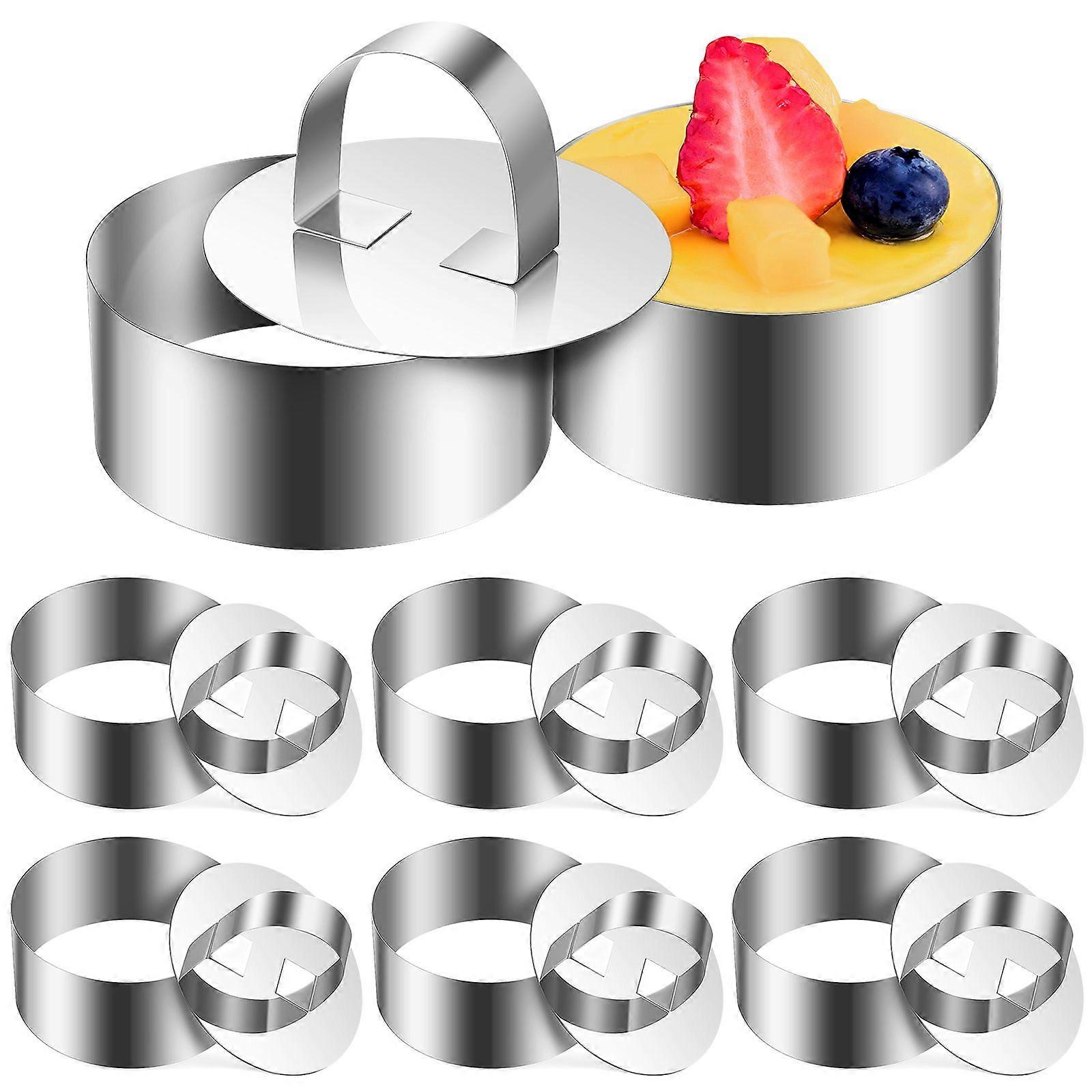 8 Sets Round Cake Rings Cake Molds Stainless Steel Dessert Mousse Rings ...