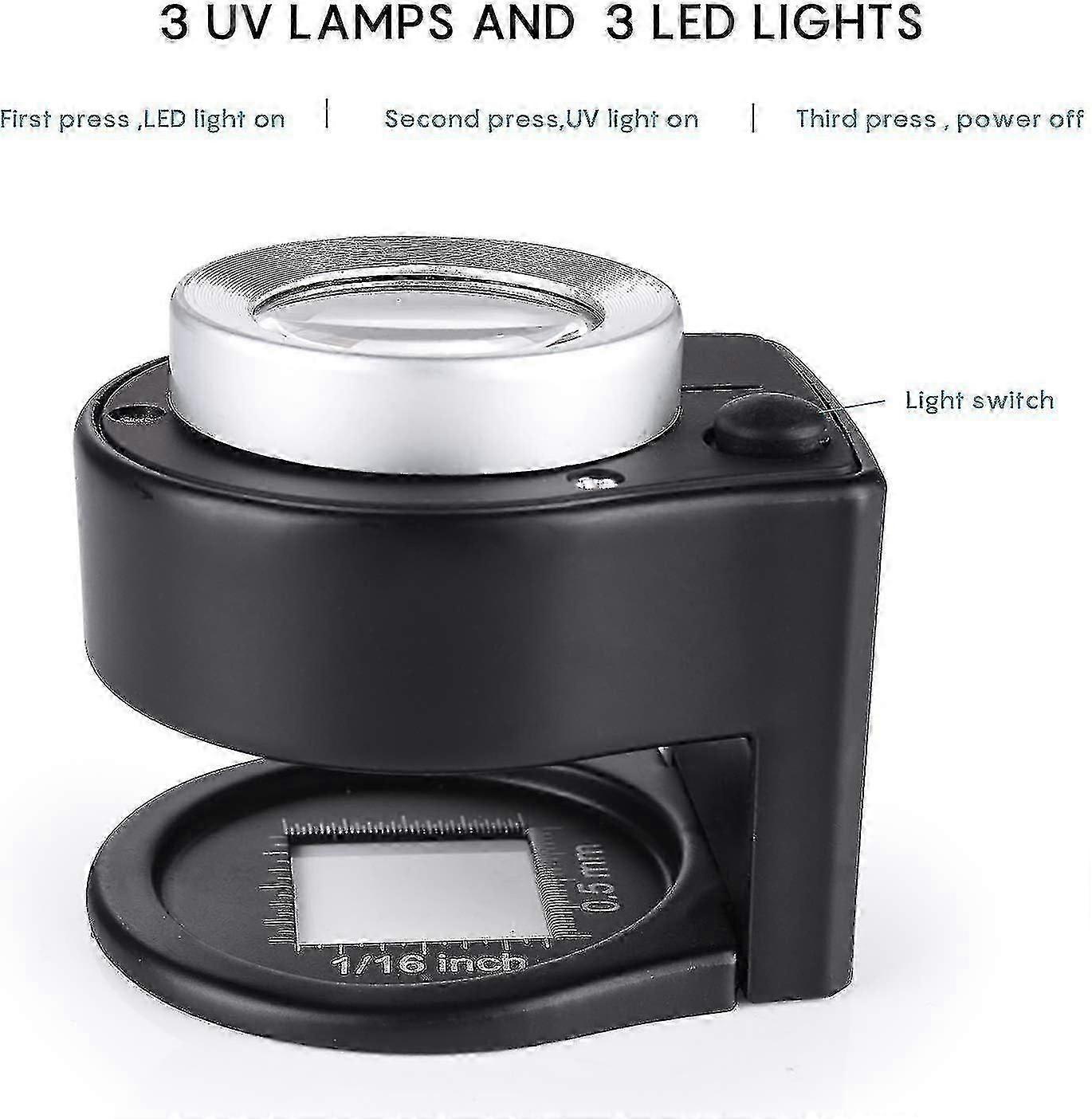 30X Loupe Magnifier USB Rechargeable 6 Lights Portable Metal Eye Loupe ...