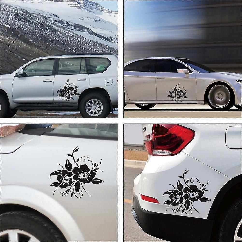 2Pcs Flowers Pattern Car Decal Unique Car Decorative Decals Chic Car ...