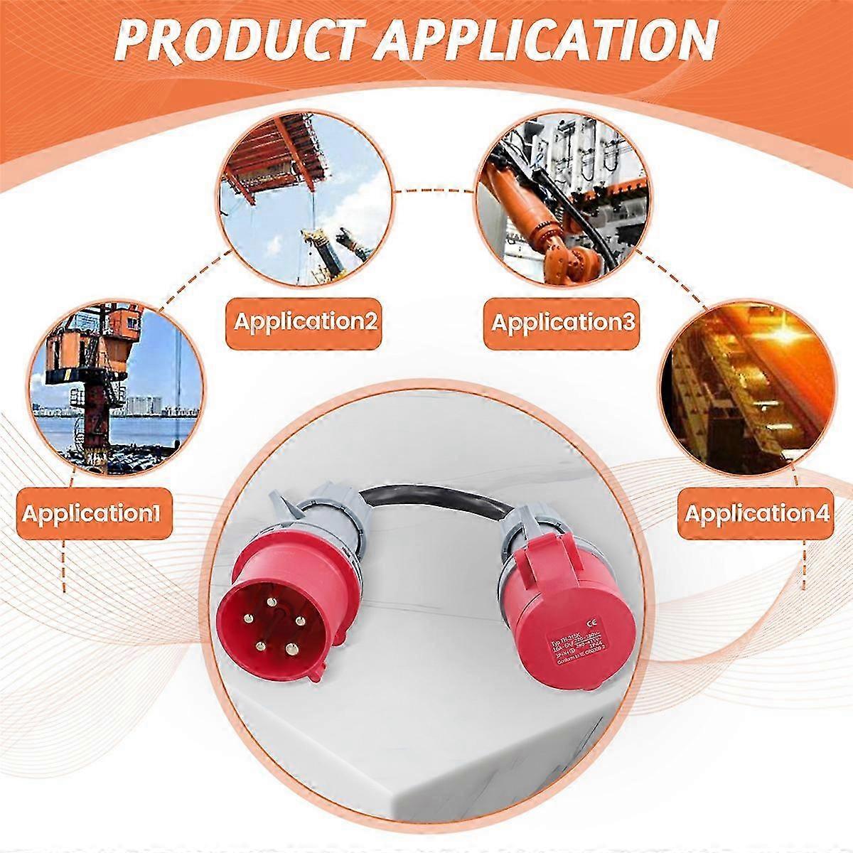 32A to 16A Power Adapter 5 Pin Red CEE Male Female Industrial Plug EU ...