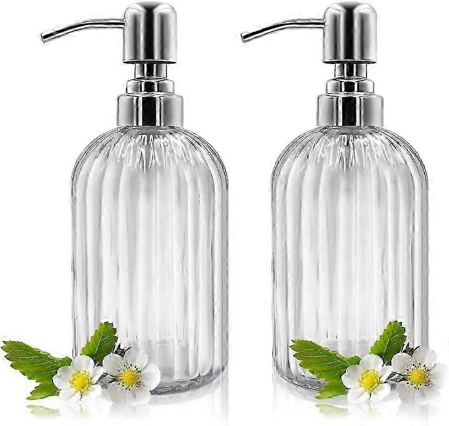 ap Dispenser - 2 Pack 14 Oz Glass Soap Dispenser with Rust Proof ...