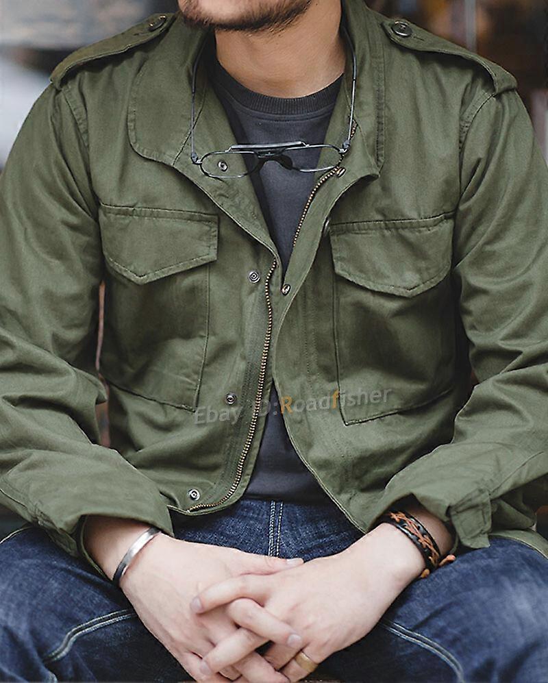 Men's Vintage M65 Field Jacket Replica Coat Multiple Pockets Work ...
