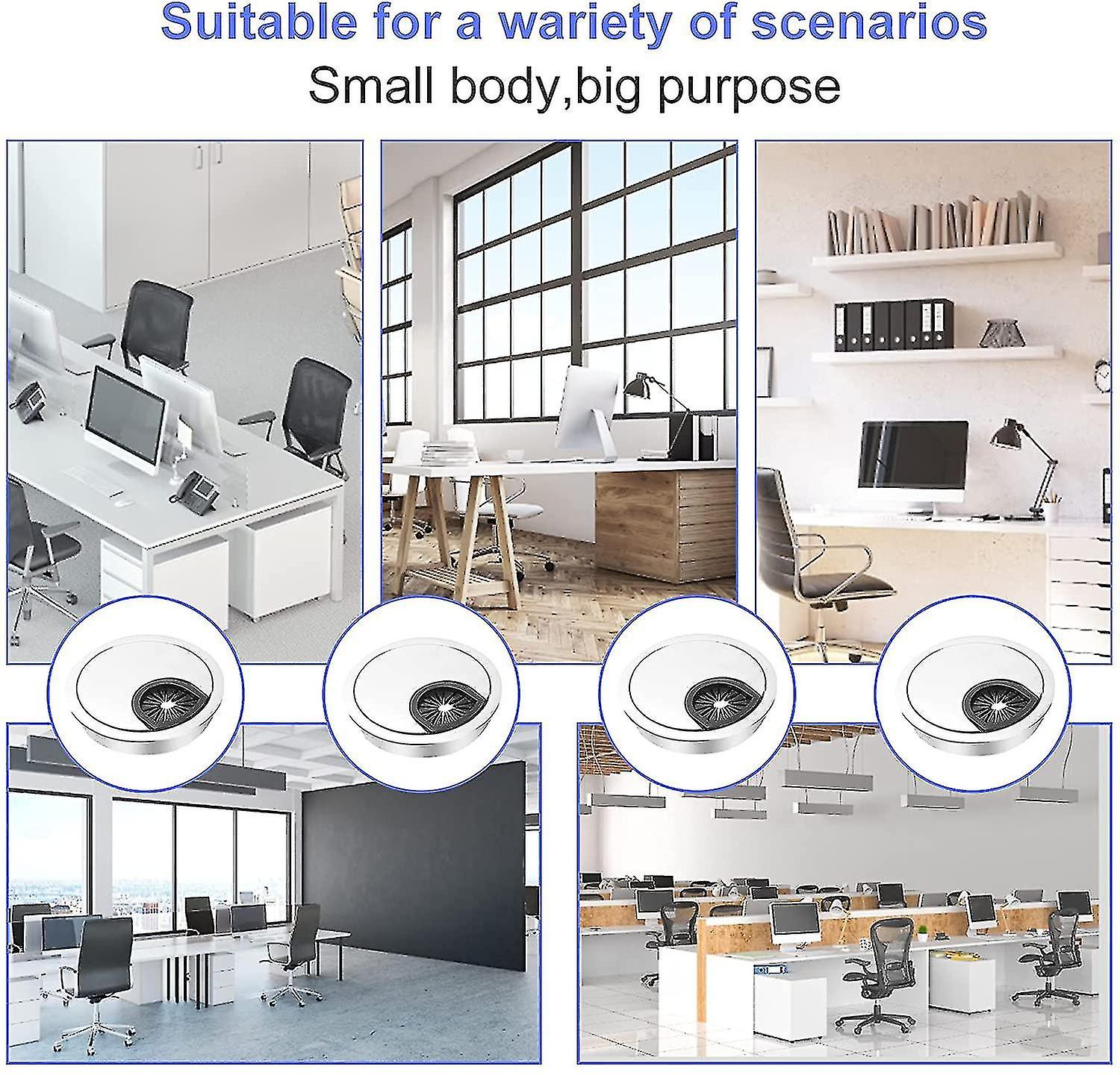 4x 60mm Desk Cable Hole, Desk Table Grommet Cable Tidies Desk Table ...